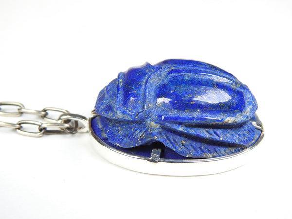 Lapis Lazuli Carved Sacred Scarab Amulet – Joseph Brooks Jewelry